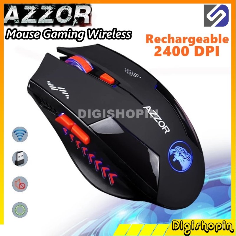 Jual Azzor Mouse Gaming Wireless Rechargeable USB 2400 DPI 2.4G Optical Gaming Mice 2400dpi ...