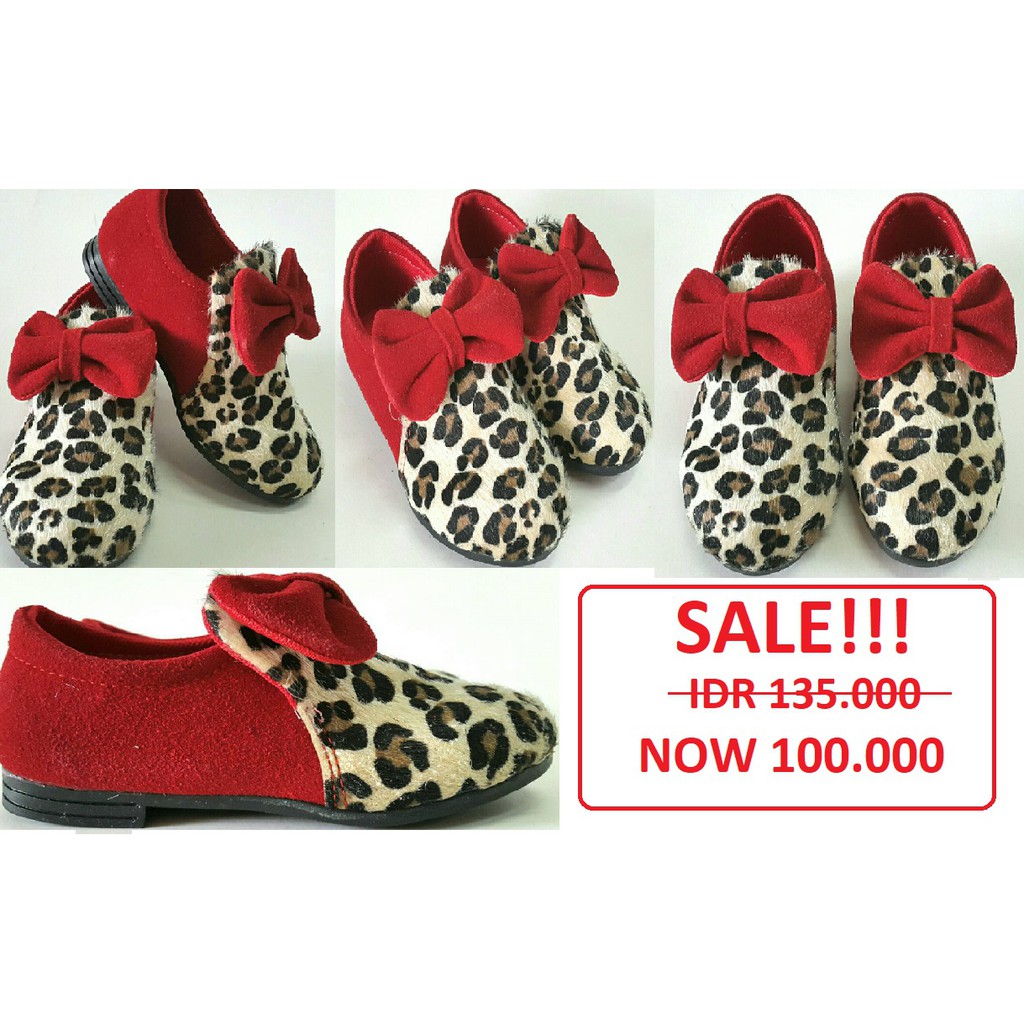 Jual Sepatu Anak Balita Lucu - Sepatu Balita - Red Ribbon Leopard Shoes ...