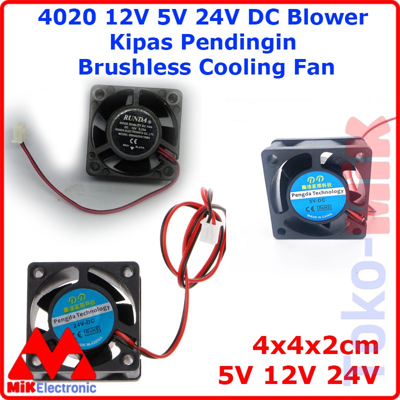 Jual 4020 5V 12V 24V DC Mini Cooling Fan Kipas Pendingin 40x40x20 mm ...