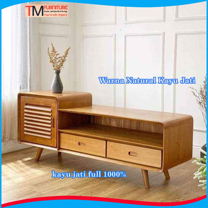 Jual Buffet Tv Minimalis Meja Bufet Pendek Kayu Jati Retro | Shopee ...