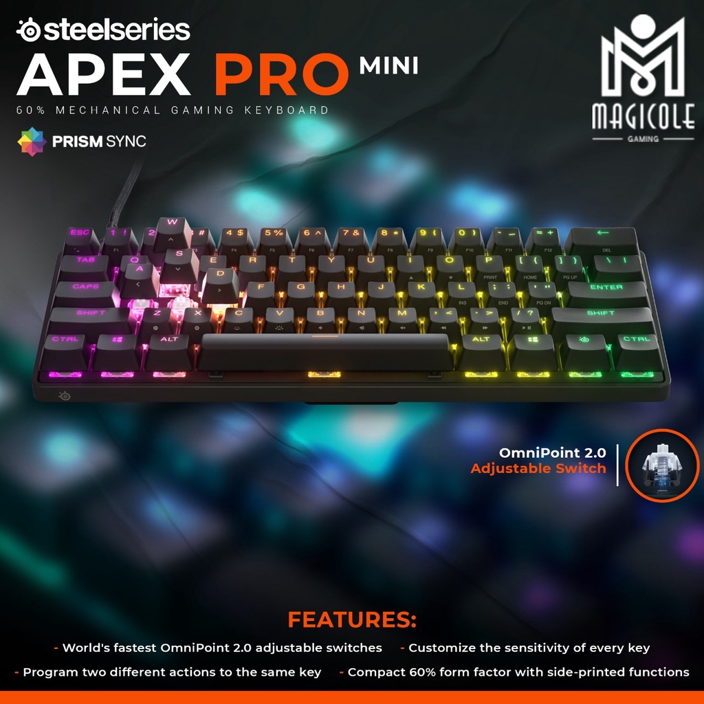 Jual Steelseries Apex Pro Mini 60% Omnipoint Mechanical Gaming Keyboard | Shopee Indonesia