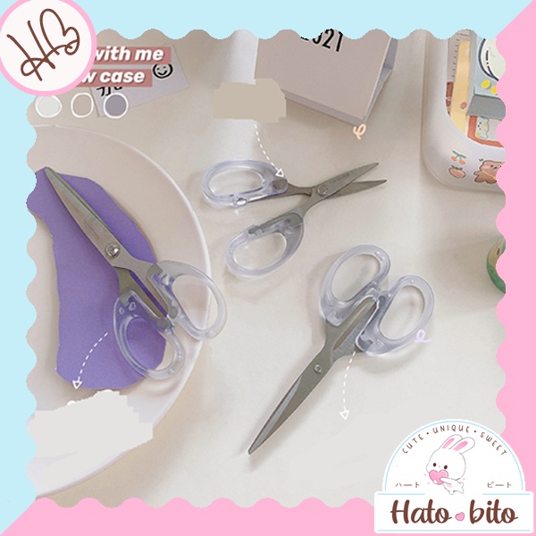 Jual Gunting gagang putih transparan kawai aesthetic ukuran kecil ...