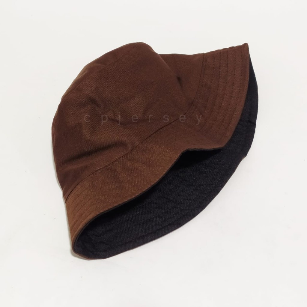 Jual Topi Bucket Polos Kombinasi 2 Warna Coklat Bata Cream Mocca Pantai ...
