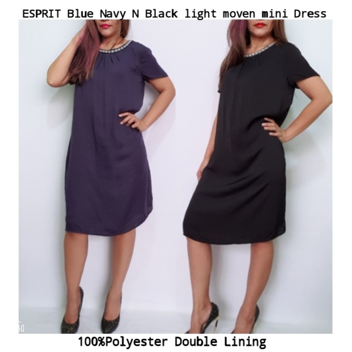 Jual ESPRIT Navy Blue N Black Moven mini Dress brand murah | Shopee ...