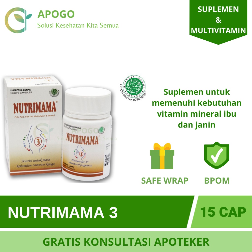 Jual NUTRIMAMA 3 SUPLEMEN IBU HAMIL 1 BOTOL ISI 15 KAPSUL | Shopee Indonesia