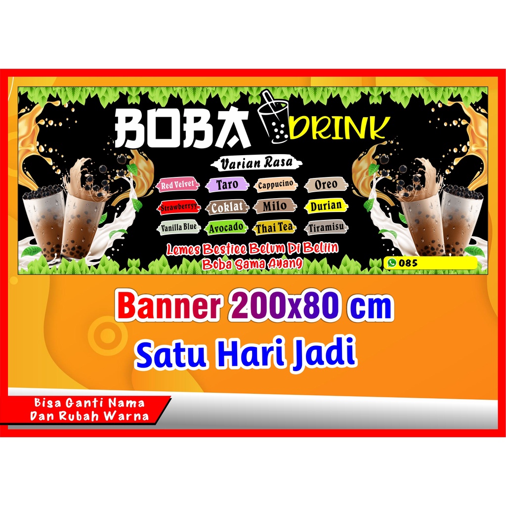 Jual Banner Boba, Spanduk minuman BOBA 200x80cm COD | Shopee Indonesia