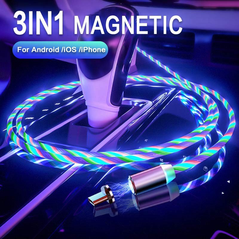 Jual Kabel Cas Kabel Charger 3 in 1 Micro USB Type C Lightning USB GLOW ...