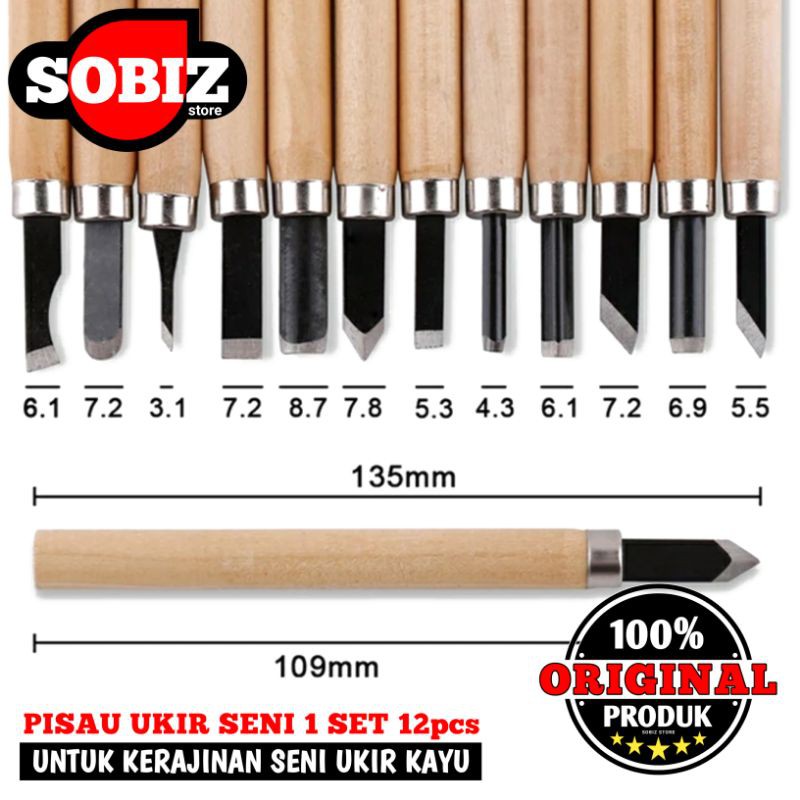 Jual Set Pisau Seni Ukir Kayu / Pisau Pahat Bubut Kayu 12Pcs | Shopee ...