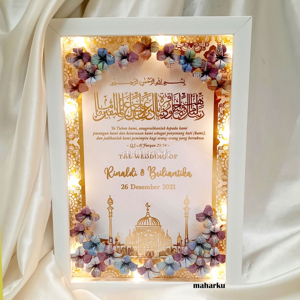 Jual Mahar Pernikahan Bingkai Lampu Uang Nikah MEWAH Tema Islami Nuansa ...