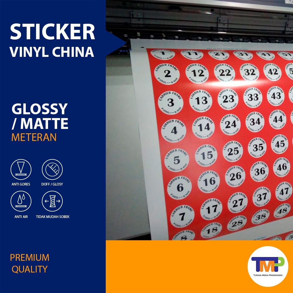 Jual Cetak Sticker Vinyl China Meteran Laminasi Waterproof | Shopee ...