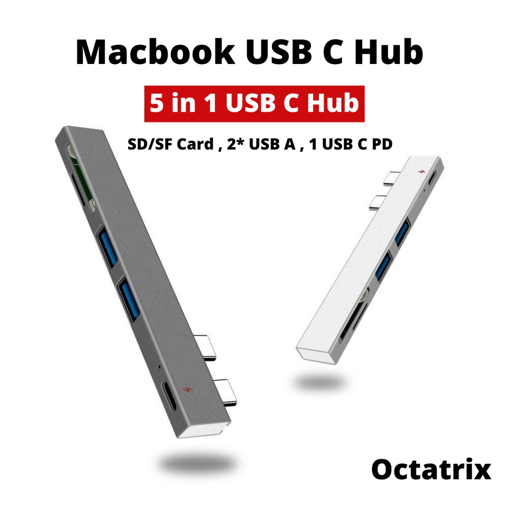 Jual USB Hub Macbook 5 in 1 Modern Compact Adapter Converter Multi Port ...