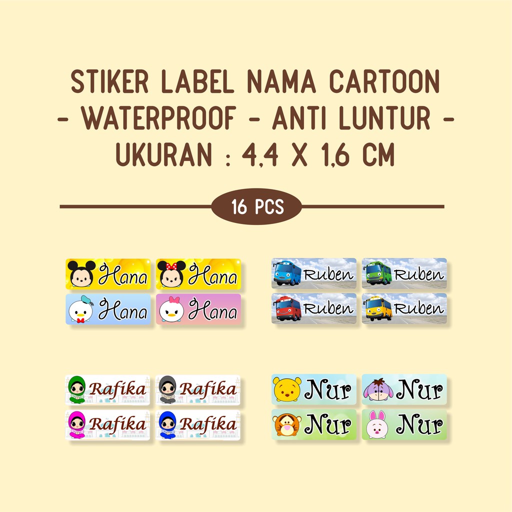Jual Stiker Label Nama Cartoon Anti Air | Shopee Indonesia