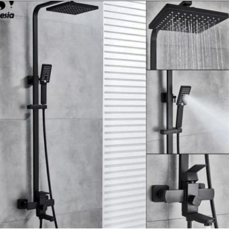 Jual Kran shower tiang kotak hitam stainless 304 / kran tiang panas ...