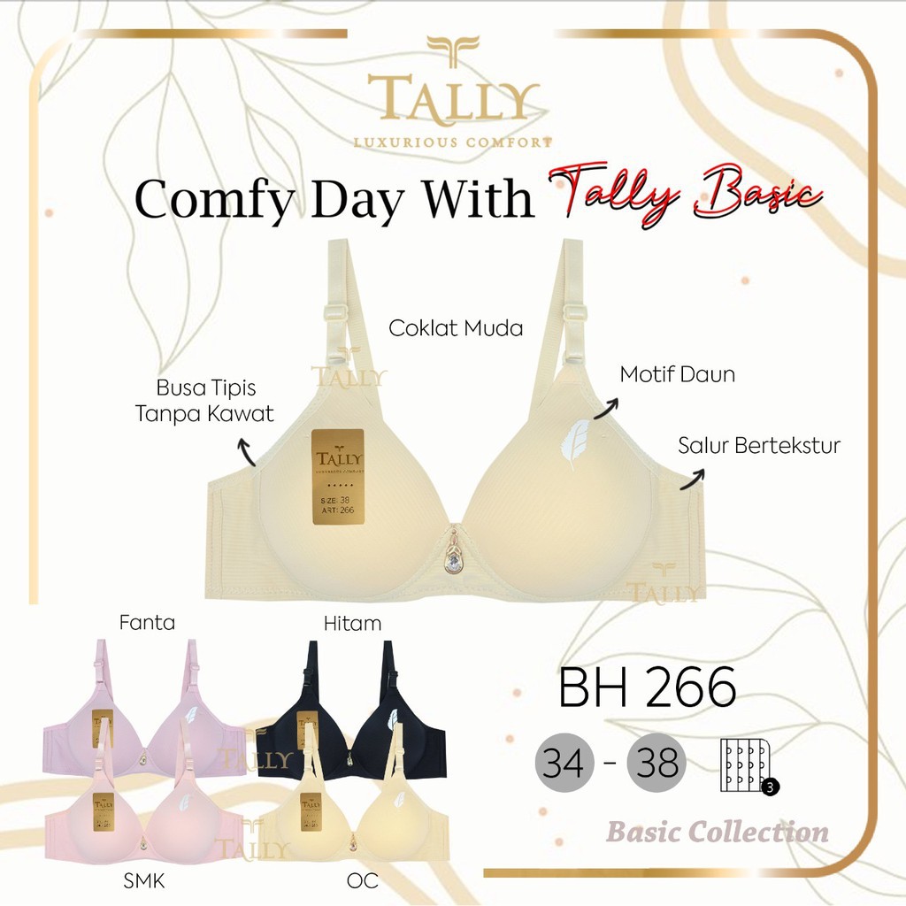 Jual TALLY BRA BH 266 TANPA KAWAT BUSA TIPIS SIZE 34 - 38 CUP B KECIL | Shopee Indonesia