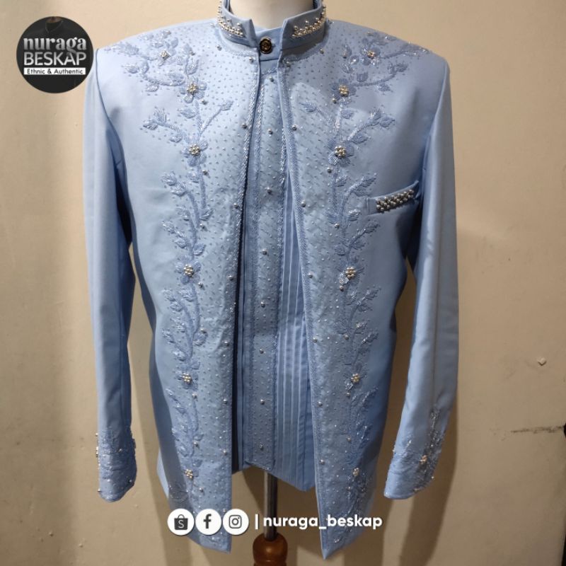 Jual baju pengantin murah / beskap pengantin basofi bahan wol | Shopee ...