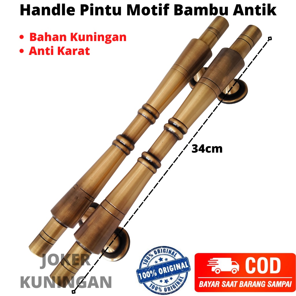 Jual PROMO Handle pintu rumah tarikan pintu rumah kuningan motif bambu ...