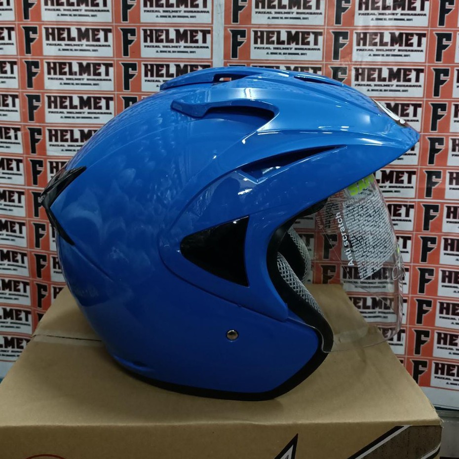 Jual HIU ARROW BLUE MILD / WARNA ANGKATAN LAUT / HELM DOUBLE VISOR ...