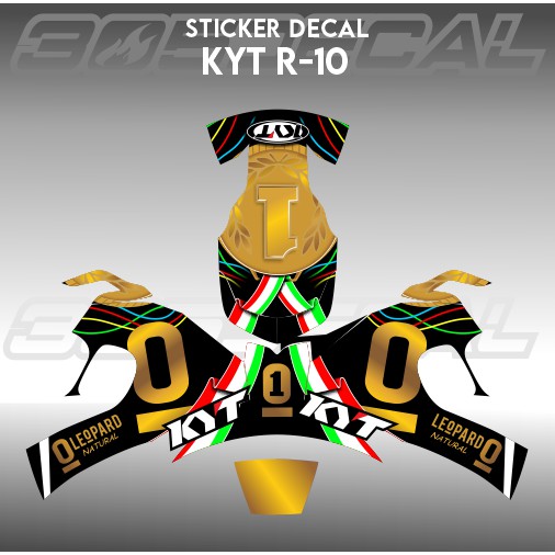 Jual Sticker Decal helm KYT R10 LEOPARD GOLD | decal helm | decal ...