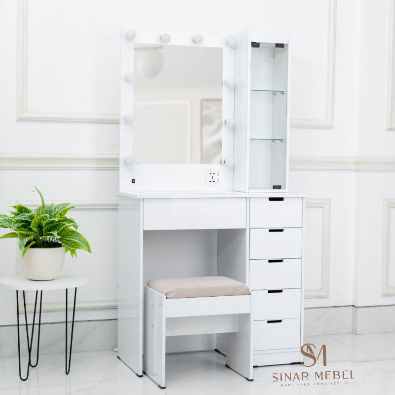 Jual Meja Rias Lampu Kaca Rak Kaca (FREEONGKR JAWA & BALI ) | Shopee ...