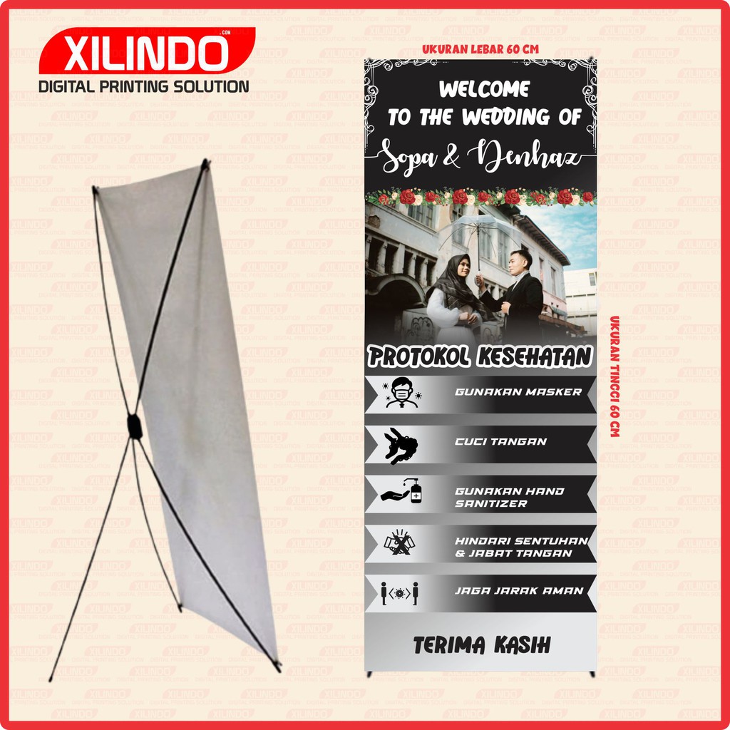 Jual PAKET STAND BANNER XBANNER PERNIKAHAN PROTOKOL KESEHATAN MOTIF ...