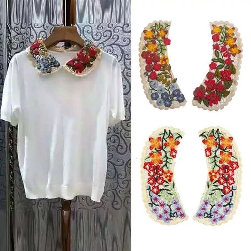 Jual Kerah Jahit Rajut, Kerah Warna, Fake Collar, Kerah Bordir | Shopee ...