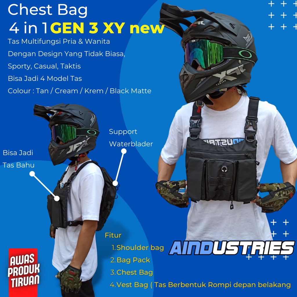 Jual ORIGINAL tas rider rompi pelindung dada dan tas punggung CHEST BAG ...