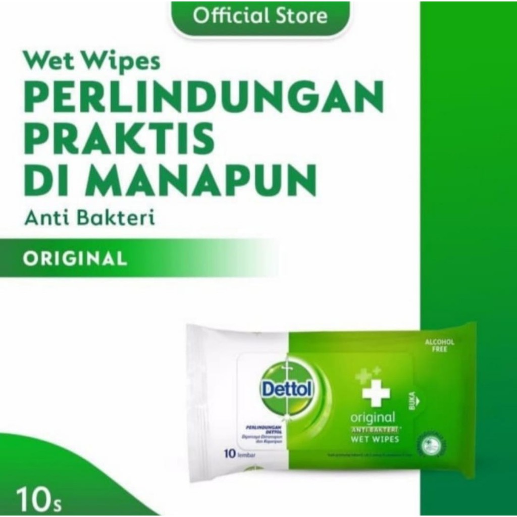 Jual DETTOL TISSUE BASAH ORIGINAL ANTIBACTERIAL WET WIPES (ISI 10 ...