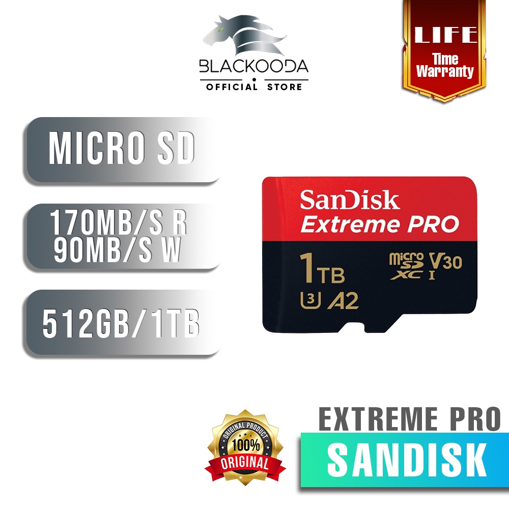 Jual SanDisk Extreme Pro A2 Micro SD Memory Card TF SDXC 1TB / 512GB (Max.170MB/S) | Shopee ...