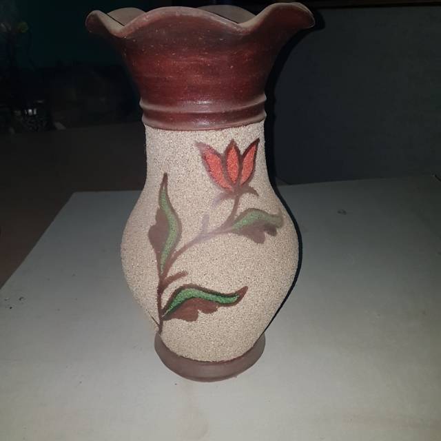 Jual Guci motif bunga,gerabah,kerajinan tanah liat | Shopee Indonesia