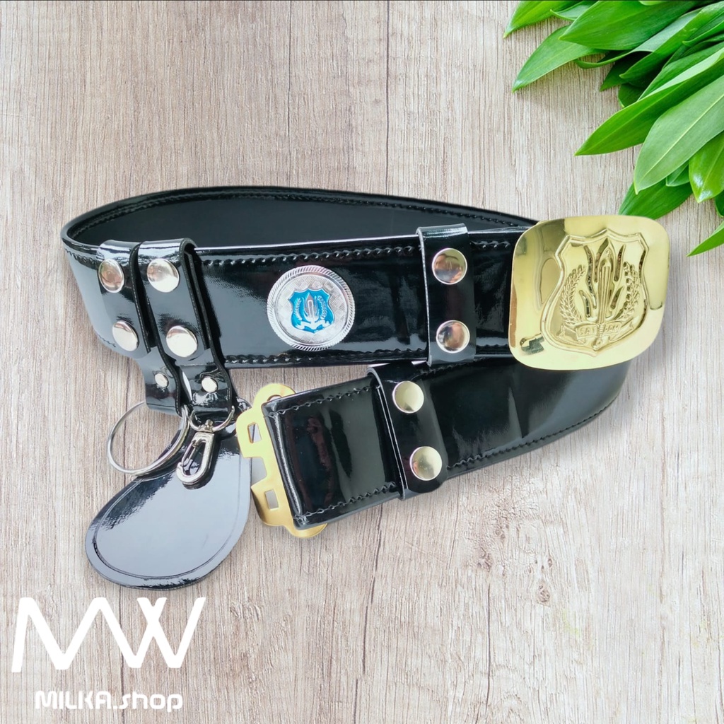 Jual Sabuk Kopel Security Satpam Kulit Lux Kilap Pakai Logo dan Polos ...