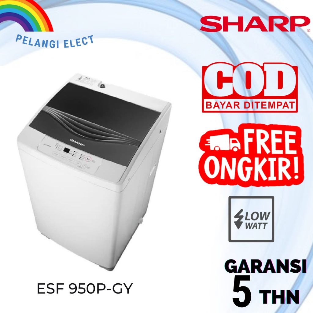 Jual Mesin Cuci 1 Tabung Sharp ESF 950P 7.5KG Full Otomatis Low Watt | Shopee Indonesia