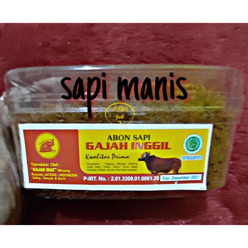 Jual RB Abon sapi Asli boyolali kwalitas prima 250gram cap Gajah Inggil ...
