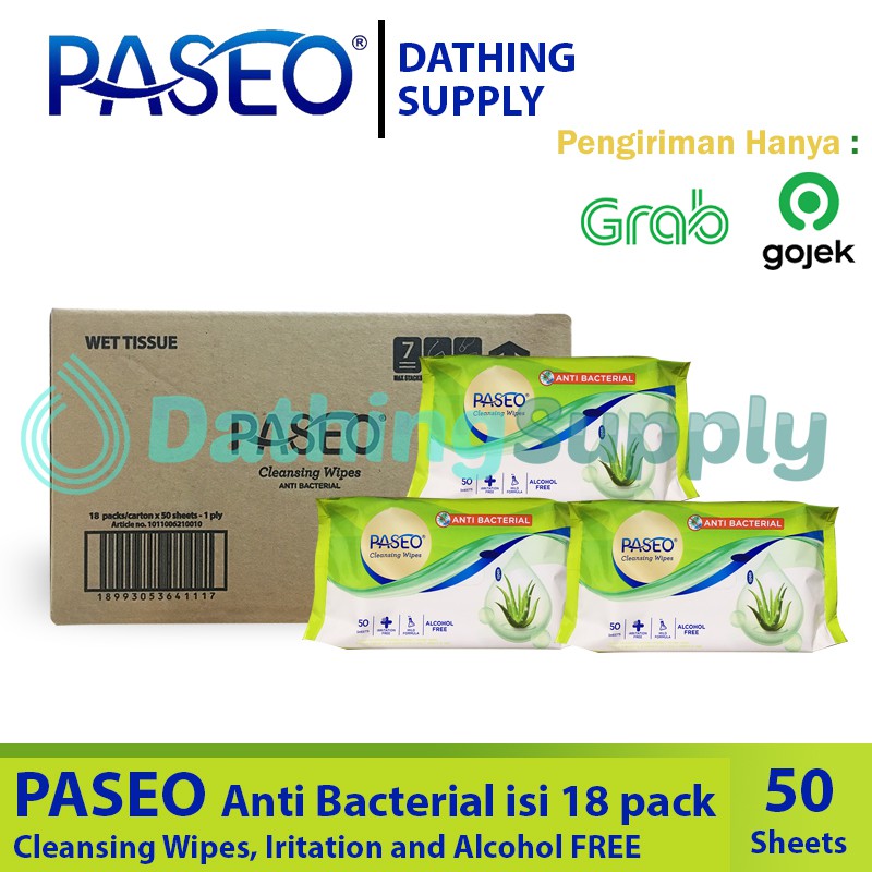 Jual GROSIR 1 DUS Tissue Paseo Anti Bacterial 50 Sheet / Tisu Basah - 1 ...