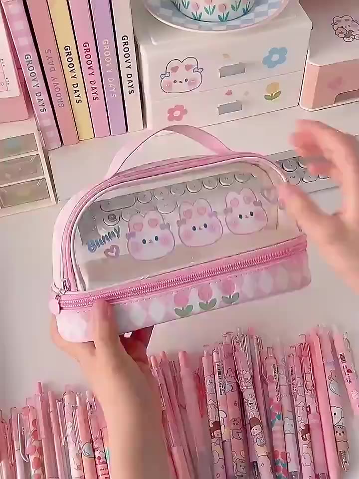 Jual Tempat Pensil Besar,Transparan PVC Pencil Case, Tas Pensil Murid ...