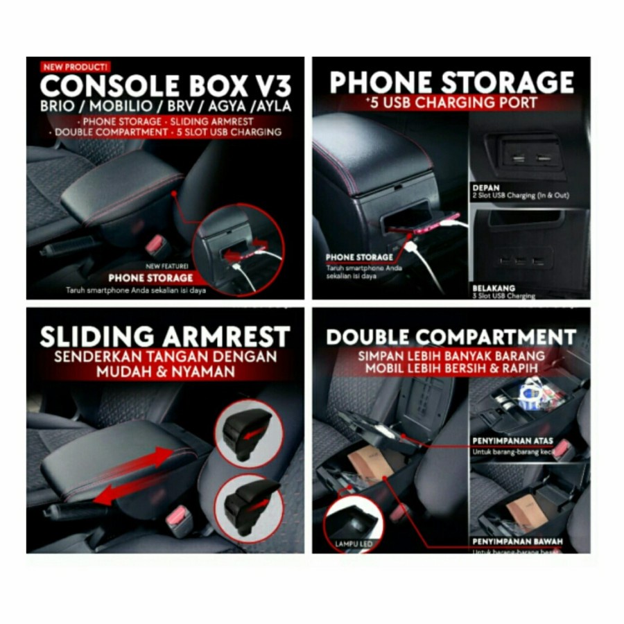 Jual CONSOLE BOX V3 HONDA BRIO Lama | Shopee Indonesia