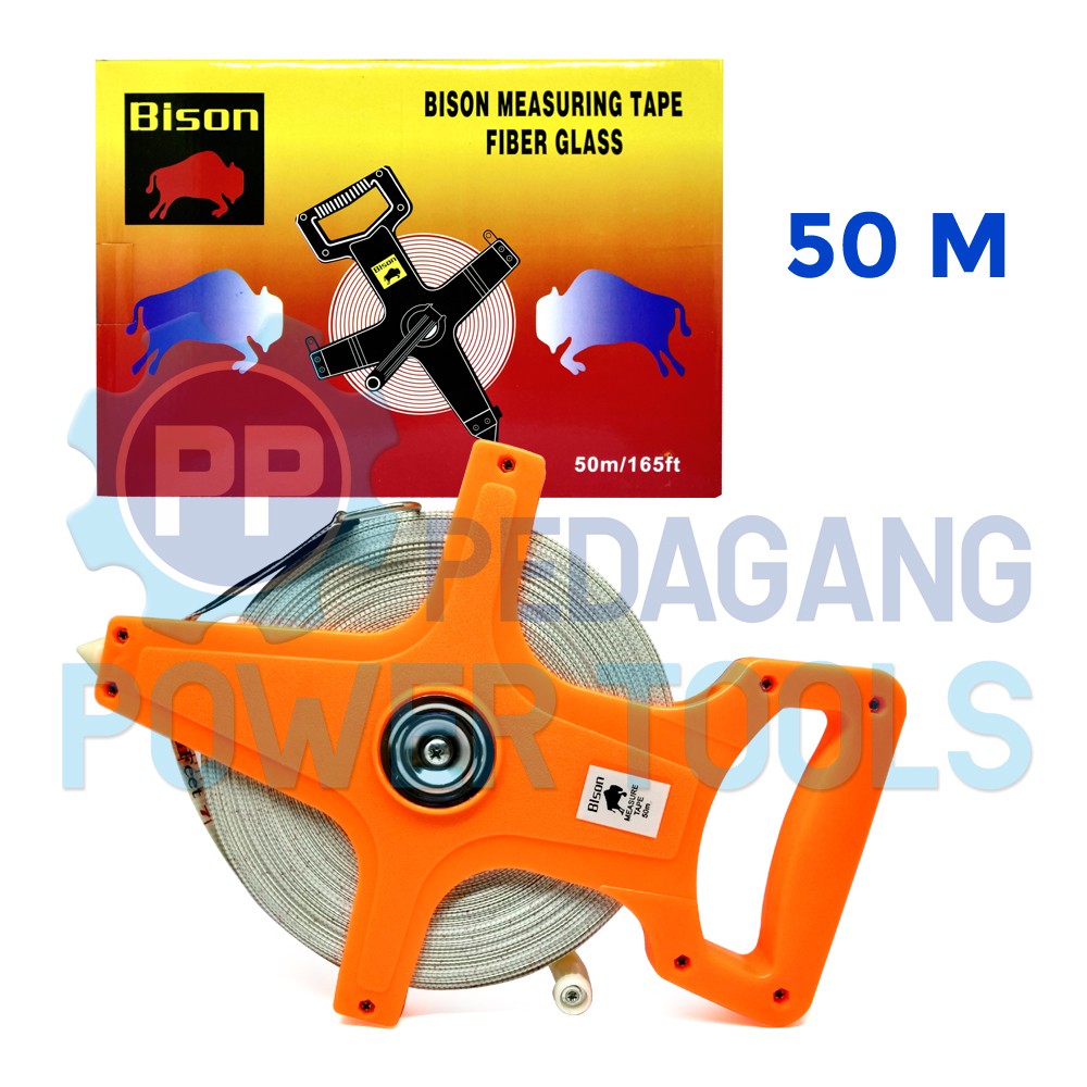 Jual BISON METERAN T 50 METER ALAT UKUR JALAN TANCAP TANAH GULUNG FIBER ...