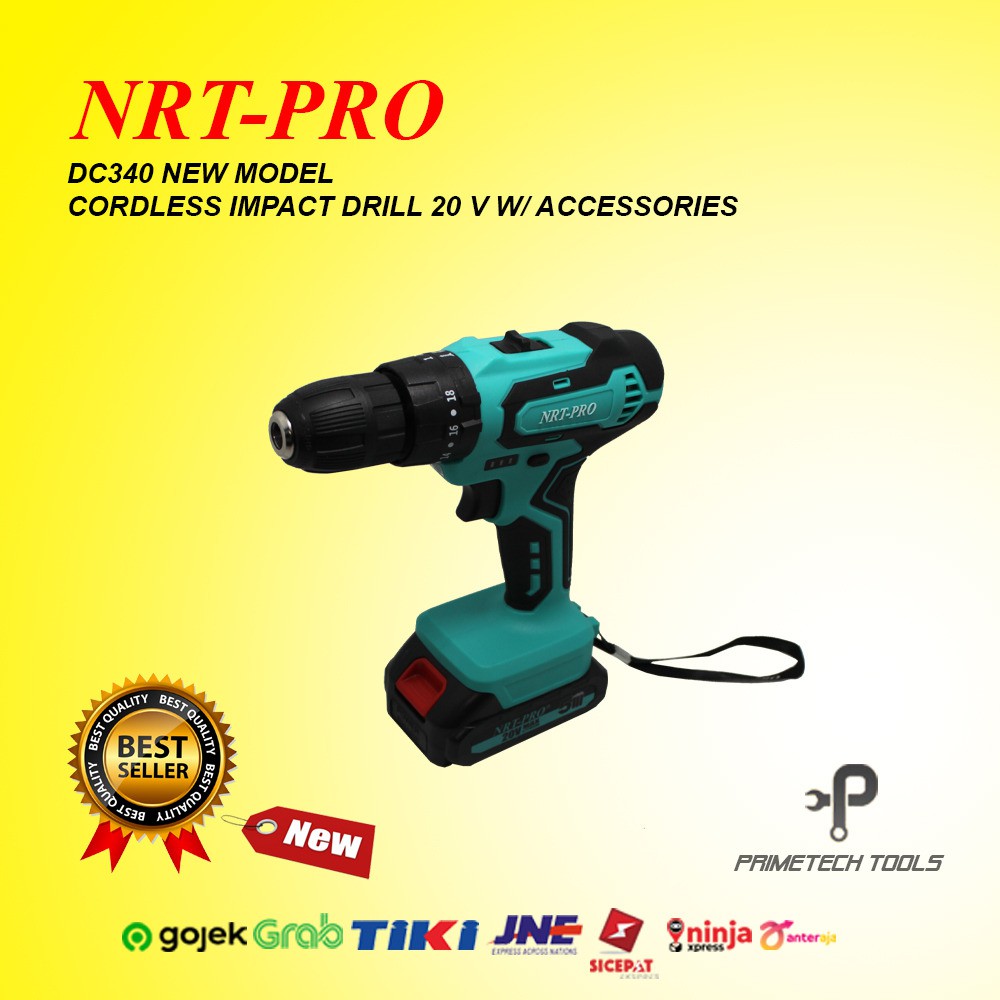 Jual NRT PRO DC340 Bor Baterai Cordless Impact Drill 20 v with ...