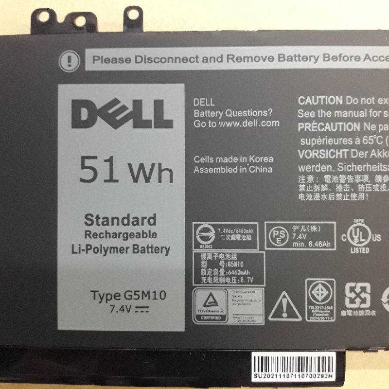 Jual Battery Dell Latitude E5450 # G5M10 Original | Shopee Indonesia