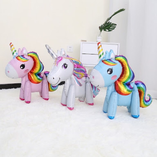 Jual UNICORN 3D FOIL KARAKTER WARNA PINK PUTIH BIRU / UNICORN BENTUK 3D ...