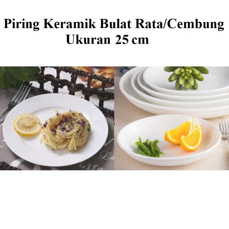 Jual Piring Keramik Polos Bulat Rata/Cembung - Diameter 25cm | Shopee ...