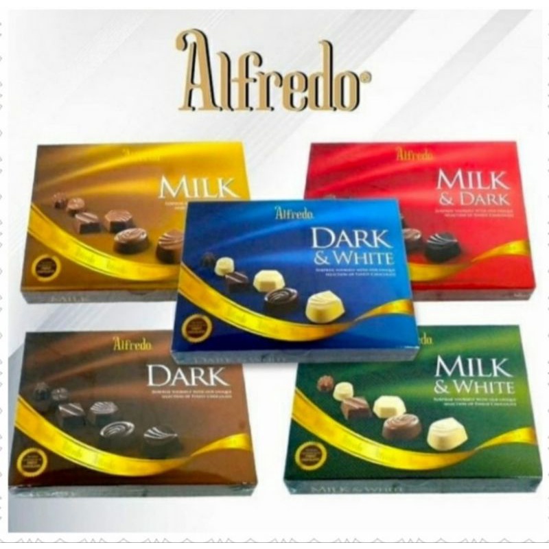 Jual Alfredo Chocolate Box 110 Gram Milk White Dark Coklat Alfredo ...