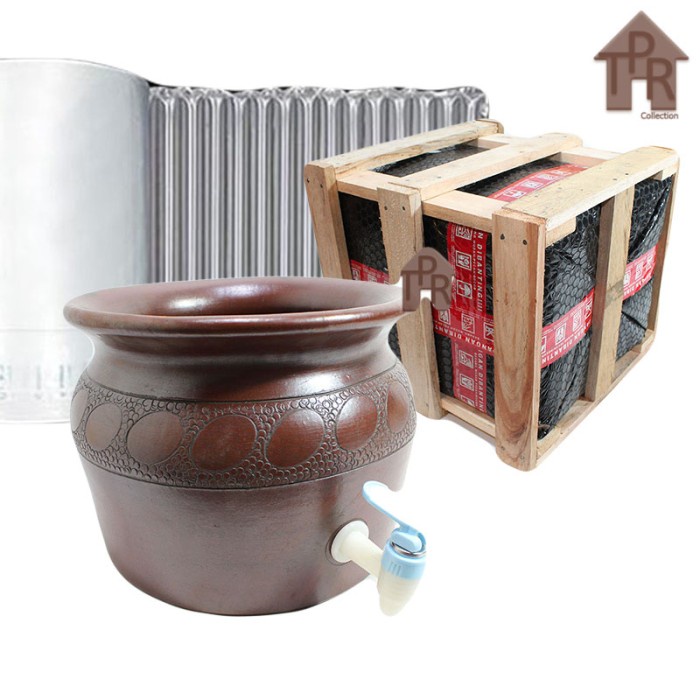 Jual Gerabah - Guci Dispenser / Guci Ornamen Oval Bulir + packing kayu ...