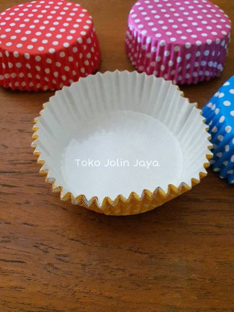 Jual 10 pcs repack kertas round cupcake POLKADOT untuk roti/pie (Warna ...