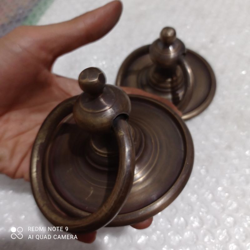 Jual tarikan pintu ring kuningan baut tembus 2 pcs / 1 pasang klasik ...