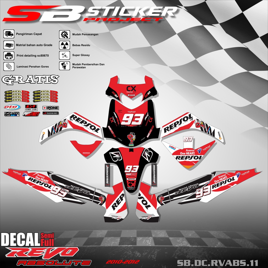 Jual DECAL FULL BODY REVO ABSOLUTE- DECAL STICKER FULL BLOCK HONDA REVO ...