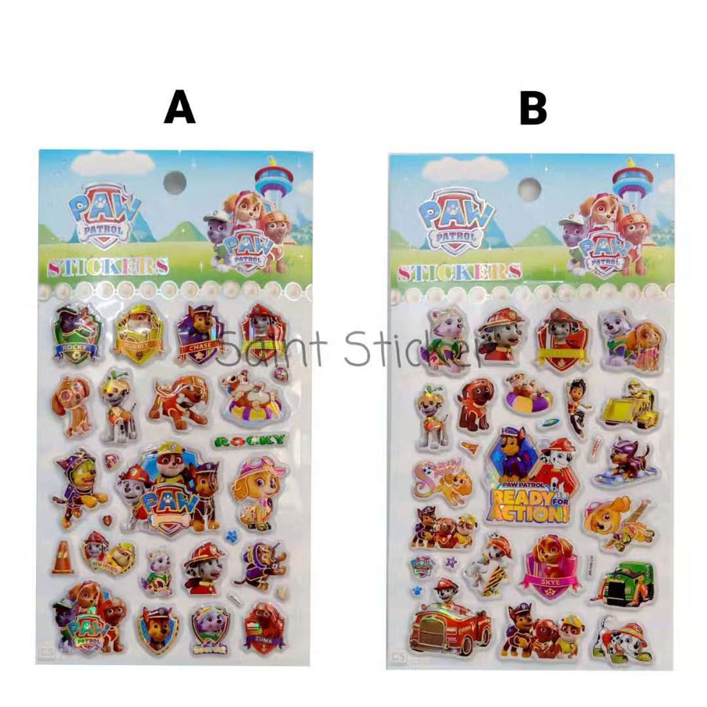 Jual Sticker Timbul Gambar Tempel Stiker Premium Anak Karakter Paw ...