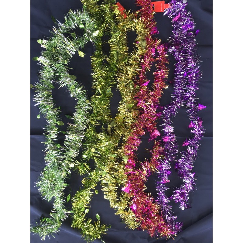 Jual Slinger Motif Daun dan Pohon Natal / Dekorasi Pohon Natal / Tinsel ...