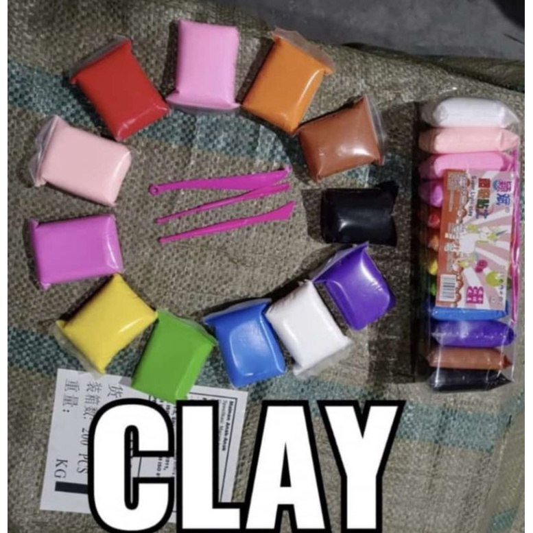 Jual CLAY 12 WARNA / MAINAN ANAK CLAY POLIMER SUPER / LILIN PLASTISIN ...
