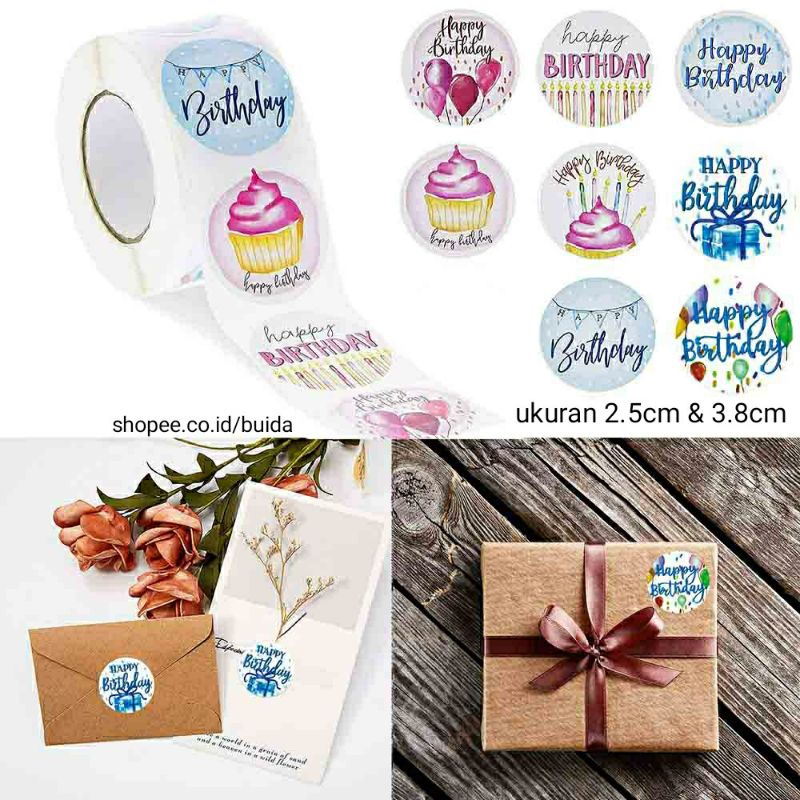 Jual stiker sticker label happy birthday segel kemasan kado dekorasi ...