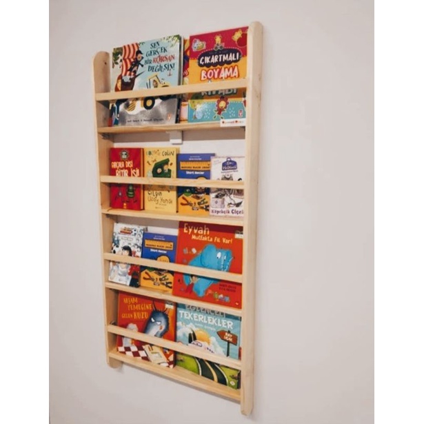 Jual Rak buku 4 susun tempel dinding bahan kayu solid | Shopee Indonesia